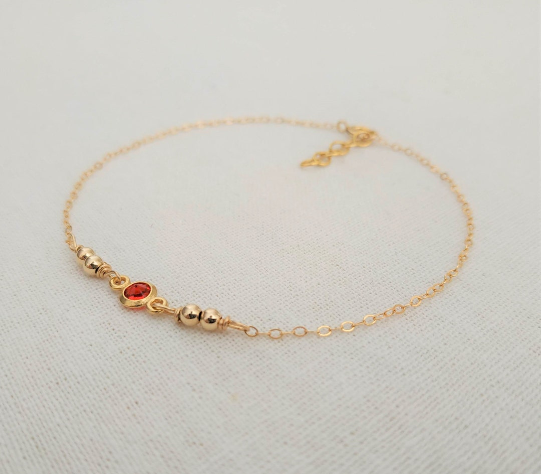 Red Anklet. Anklet for Women Gold. Anklet Red. Tiny Anklet. Geometric ...