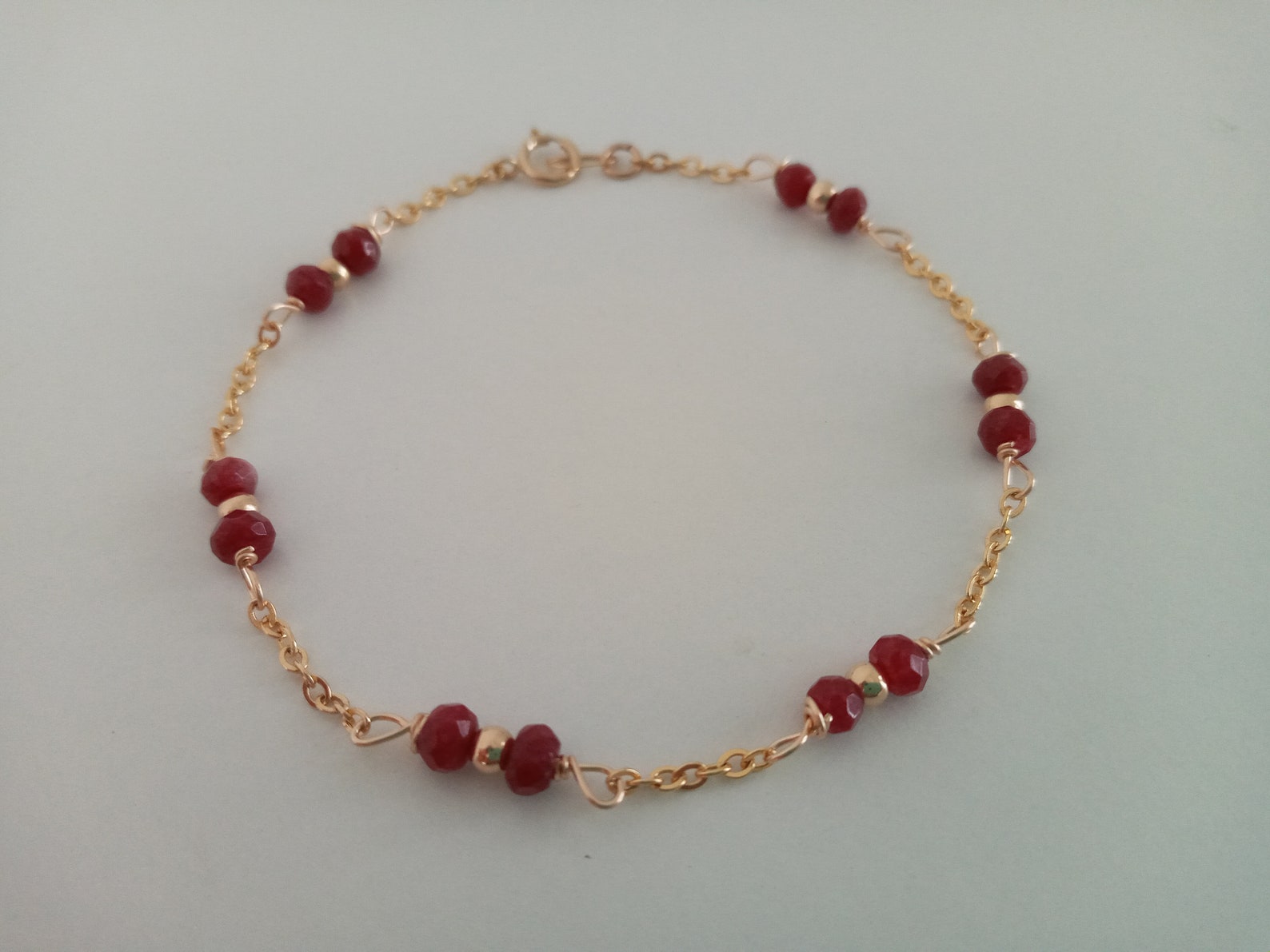 Bracelet Rubis. Bracelet rubis rempli dor de 14kt pour les | Etsy