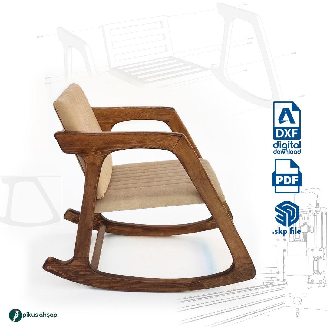 CNC Cut Furniture Design: Outdoor Rocking Chair Plan - DXF File ...