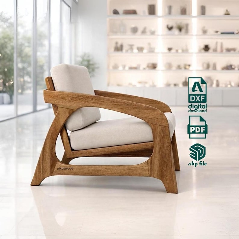 Modern Wooden Lounge Chair Plans, for Cnc DXF PDF SKP Files ...