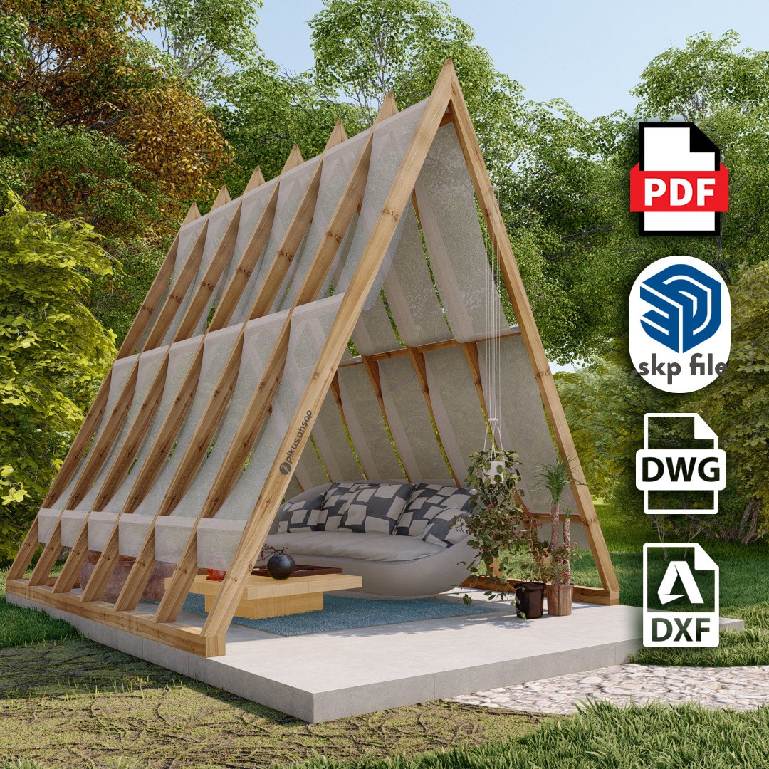 Modern A-frame Pergola Plans: Step-by-step Instructions (PDF, Sketchup ...