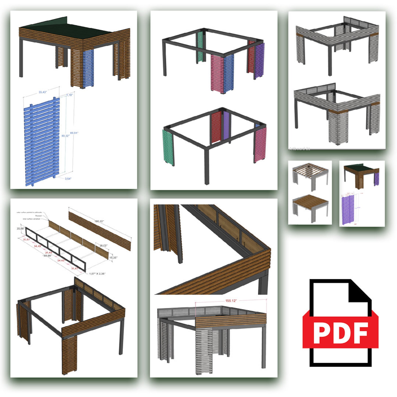 Modern Wooden Pergola Plans: Step-by-step Instructions (PDF & 3D Model ...