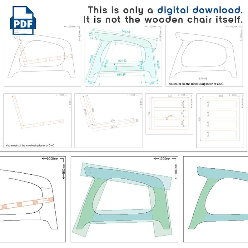 Buy Modern Wooden Lounge Chair Plans, for Cnc DXF PDF SKP Files ...