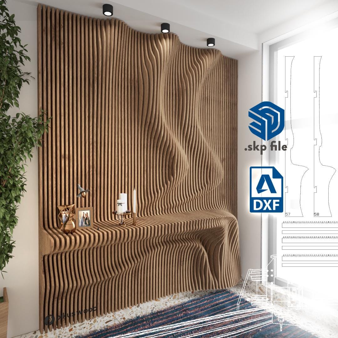 Parametric Dresser CNC Cutting Files: Wooden Shelf Design (DXF, SKP ...