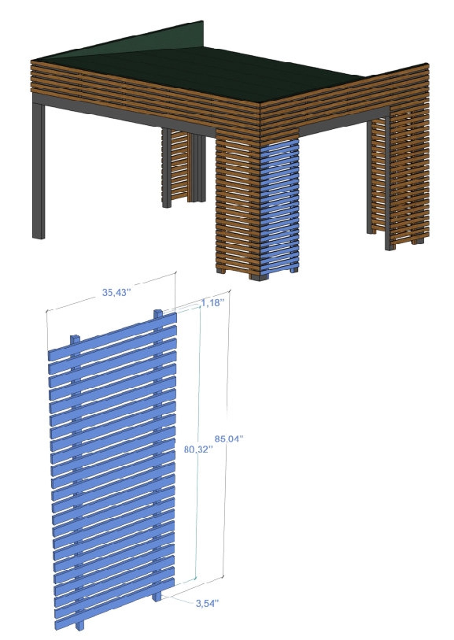 Modern Wooden Pergola Plans: Step-by-step Instructions (PDF & 3D Model ...