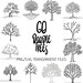 60 Trees Doodle Hand Drawn PNG SVG Drawings Digital Gorgeous Clipart ...
