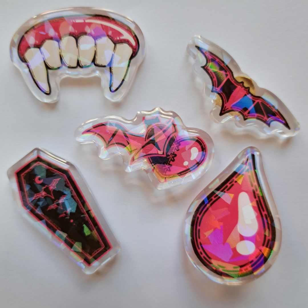 Holographic Acrylic Vampire Pin Set: Spooky Gothic Pins - Etsy