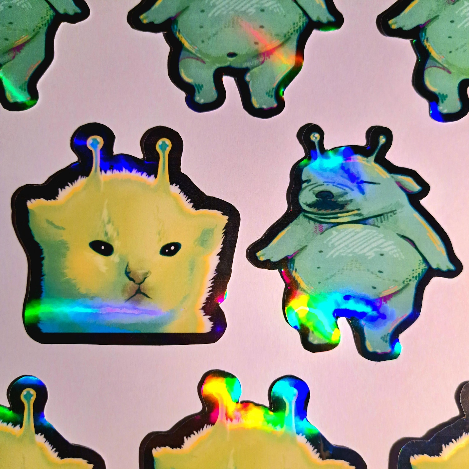 Pibble and Glerp Glorb Cat Meme Holographic Stickers - Etsy