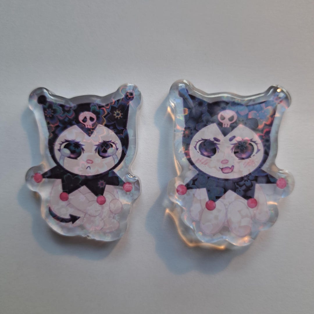 Cute Happy and Sad Kuromi Acrylic Holographic Pins - Etsy