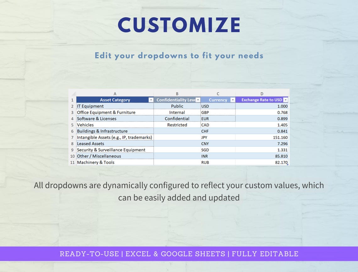 Asset Tracker Template | Asset Inventory Template | Equipment ...