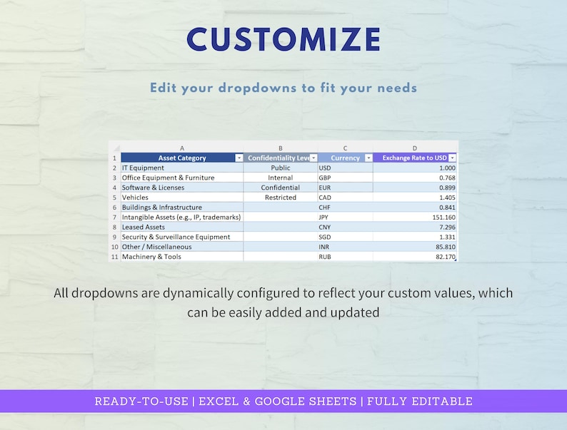 Asset Tracker Template | Asset Inventory Template | Equipment ...