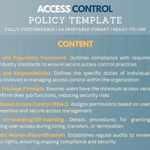 Access Control Policy Template | ISO 27001 Compliant (DOCX) - Etsy