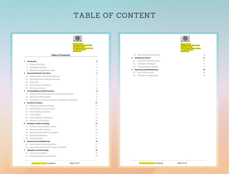 Employee Code of Conduct Template | Workplace Policies Guide | Ethics ...