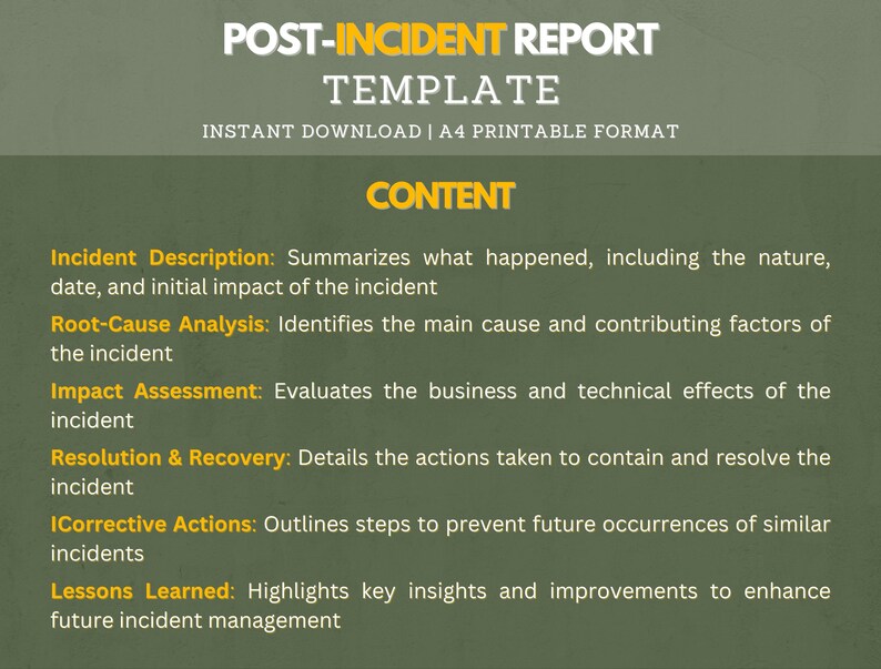 Post-incident Report Template | Root-cause Analysis (DOCX) - Etsy
