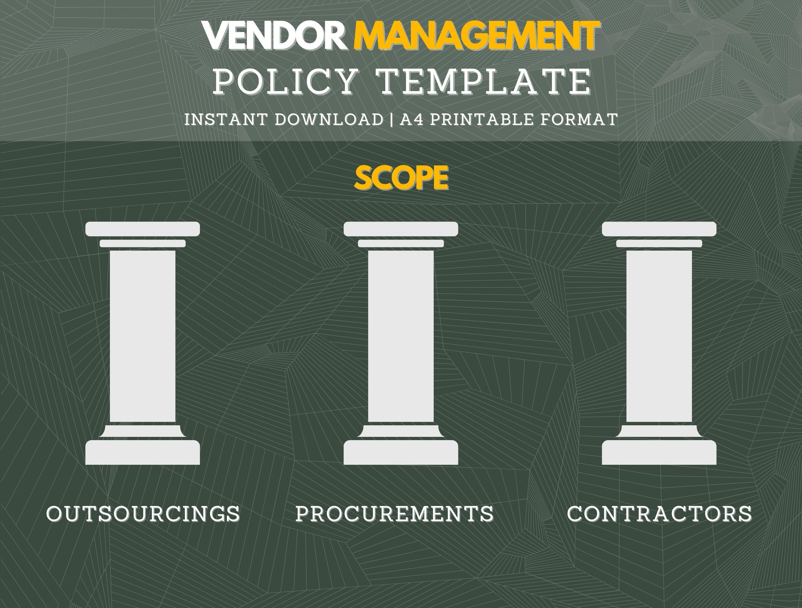 Vendor Management Policy Template | Outsourcing & Procurement | Vendor ...