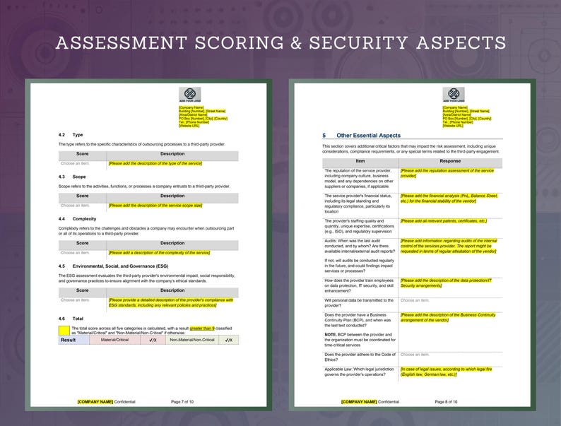Third-party Vendor Assessment Template | Risk Assessment Included | 3rd ...