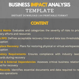 Business Impact Analysis Template ISO 22301 Compliant RTO and RPO ...