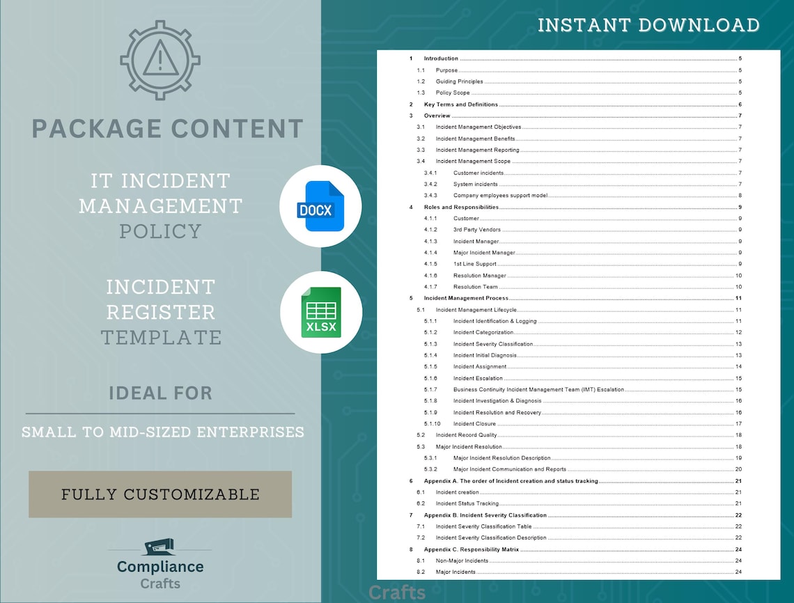 IT Incident Management Policy Template | ITIL 4 Incident Reporting ...