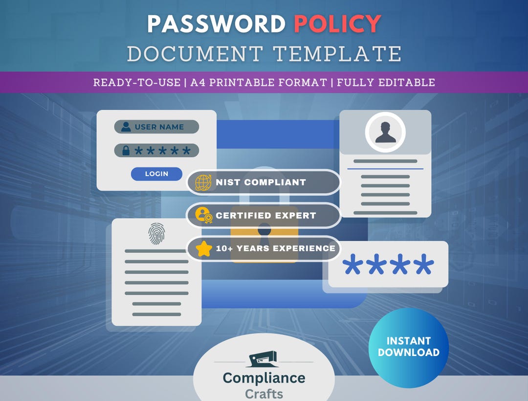 Password Policy Template | ISO 27001 and NIST Compliant | Compliance ...