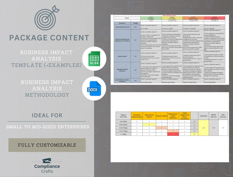 Business Impact Analysis Template | ISO 22301 Compliant | RTO and RPO ...