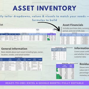 Asset Tracker Template | Asset Inventory Template | Equipment ...