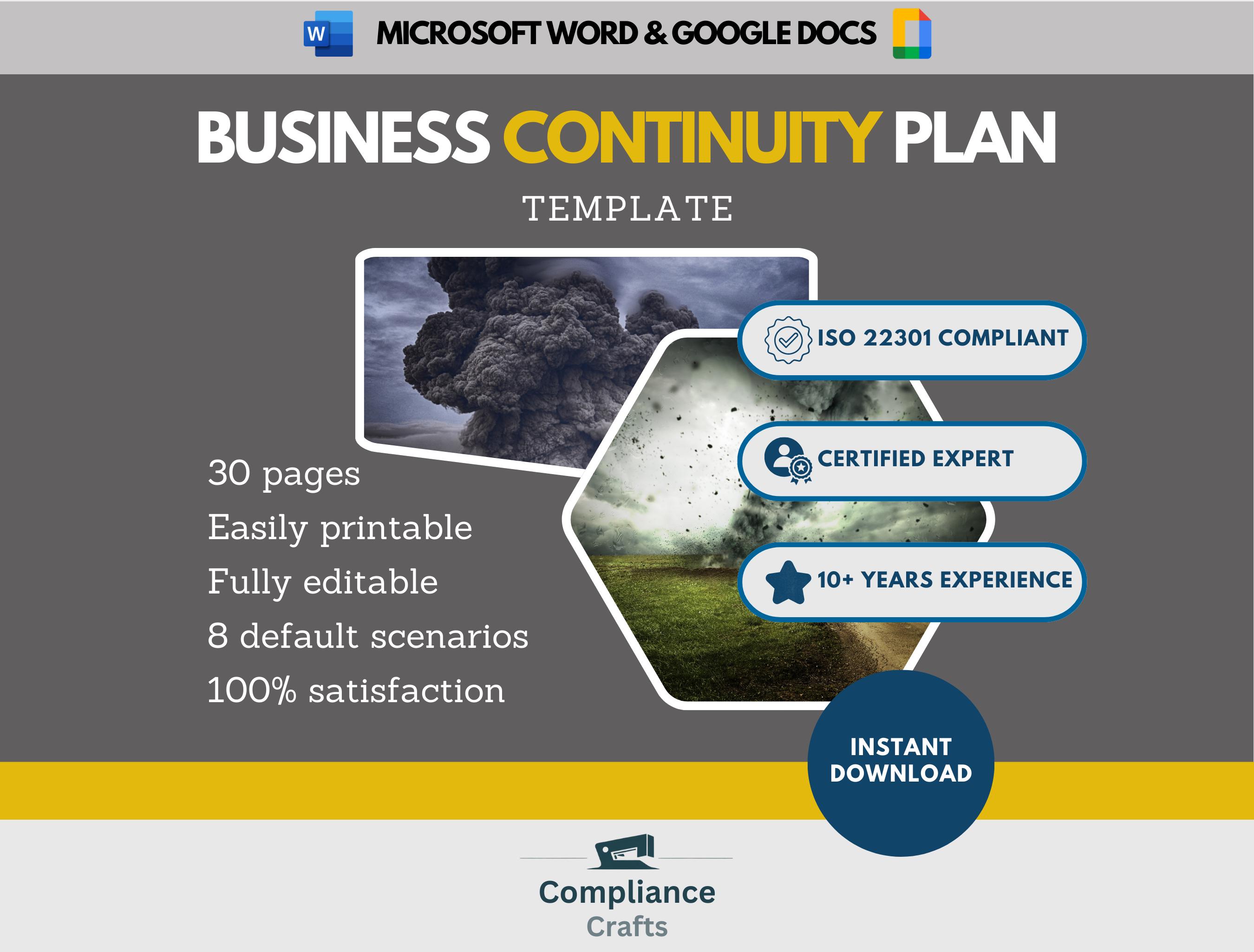 Business Continuity Plan Template ISO 22301 Compliant Emergency ...