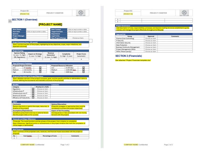 Project Charter Template | Comprehensive Project Planning | Objectives ...
