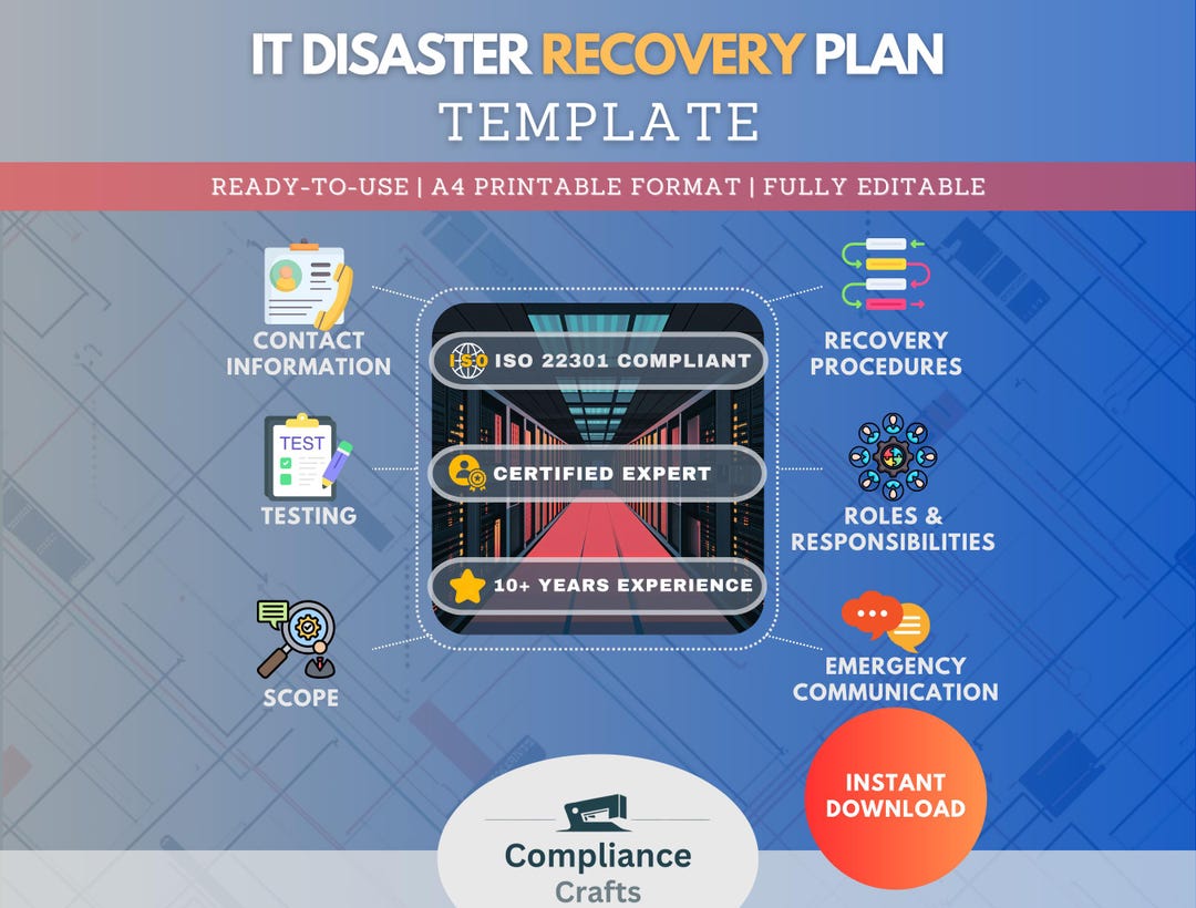 IT Disaster Recovery Plan Template | ISO 22301 and ISO 27001 Compliant ...