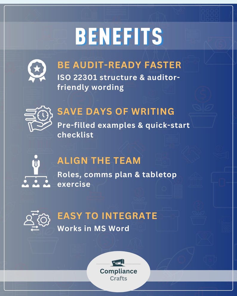 Business Continuity Plan Template (ISO 22301) – Audit-ready BCP With ...