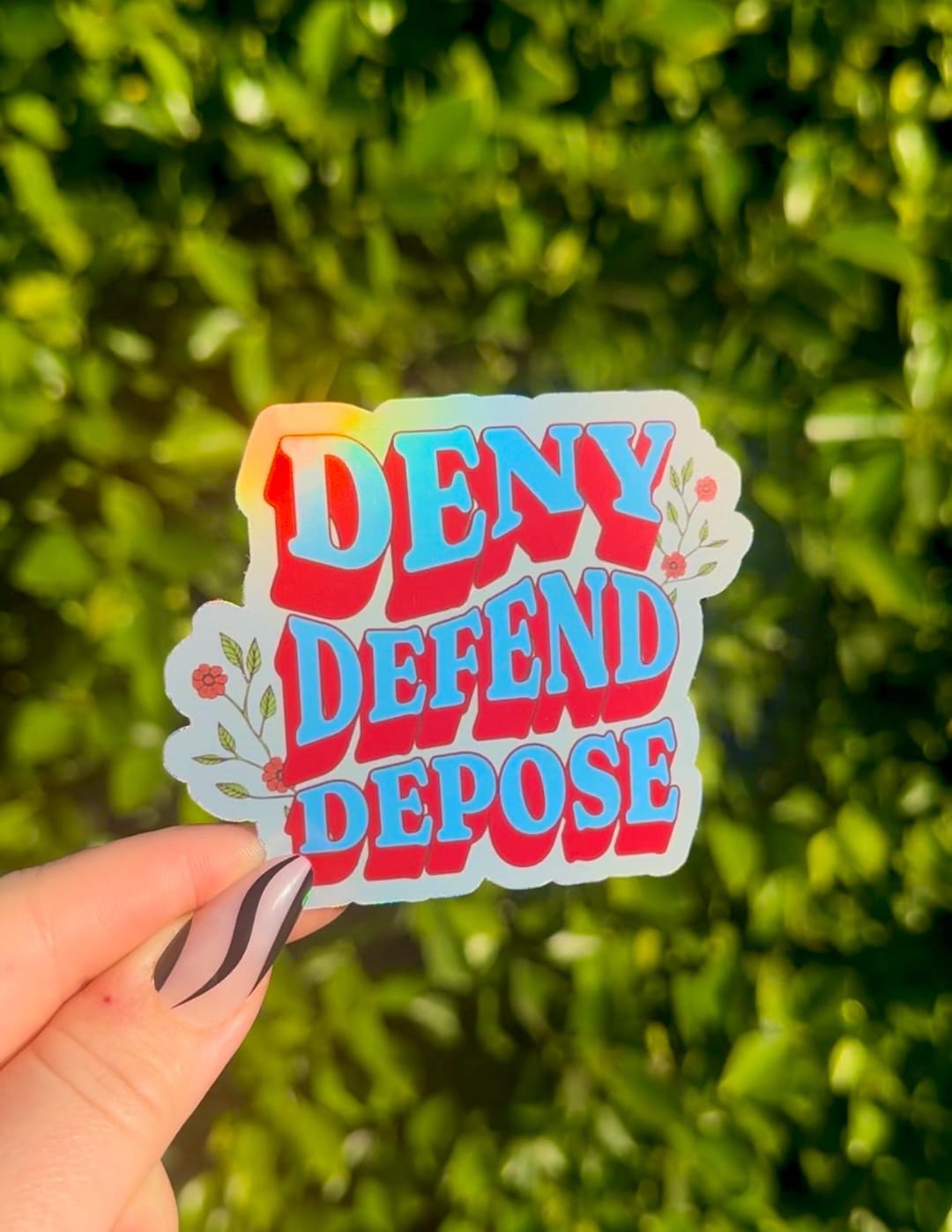 Deny Defend Depose | Holographic Leftist Punk Stickers - Etsy