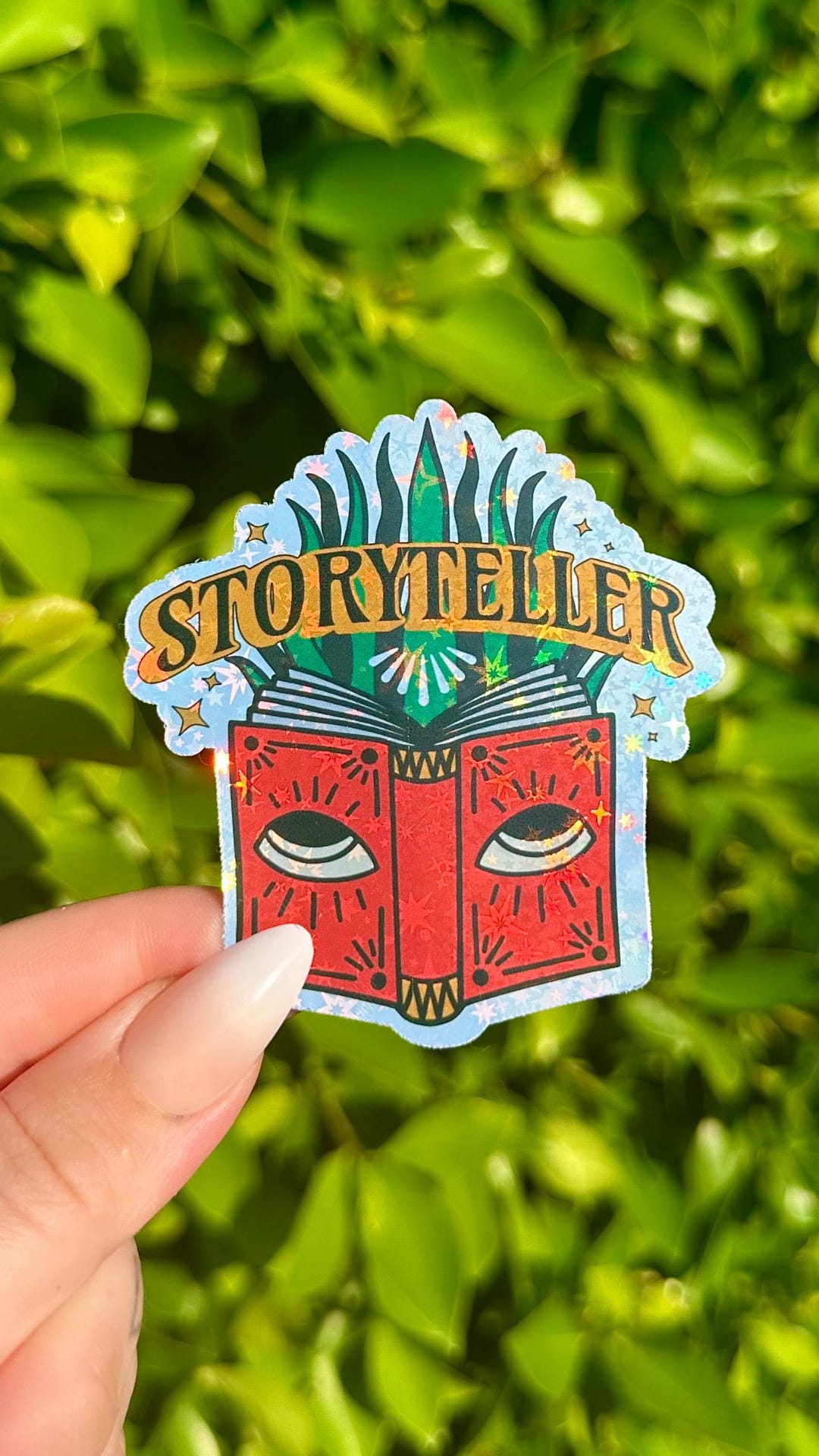 STORYTELLER | Traditional Tattoo Art Style Holographic Book Sticker - Etsy
