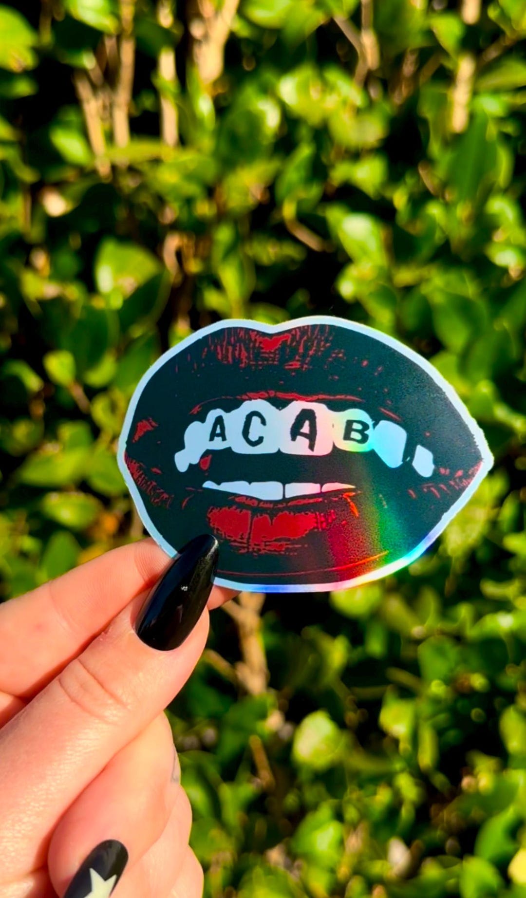 ACAB | Anti-cop Anti-fascist Holographic Punky Lips Sticker - Etsy