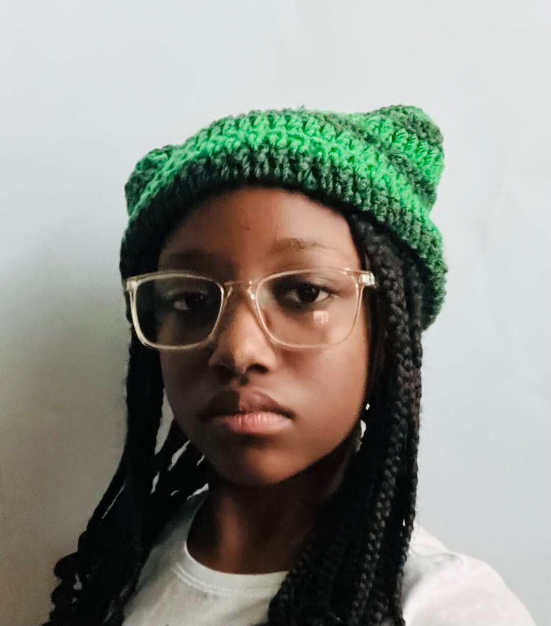 Dark and Light Green Cat Ear Beanie - Etsy