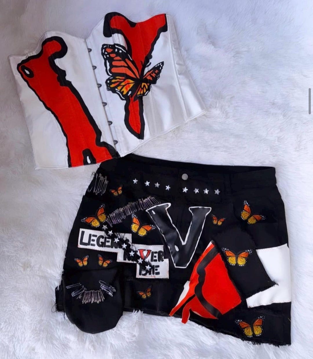 Custom Vlone Design Corset and Skirt - Etsy
