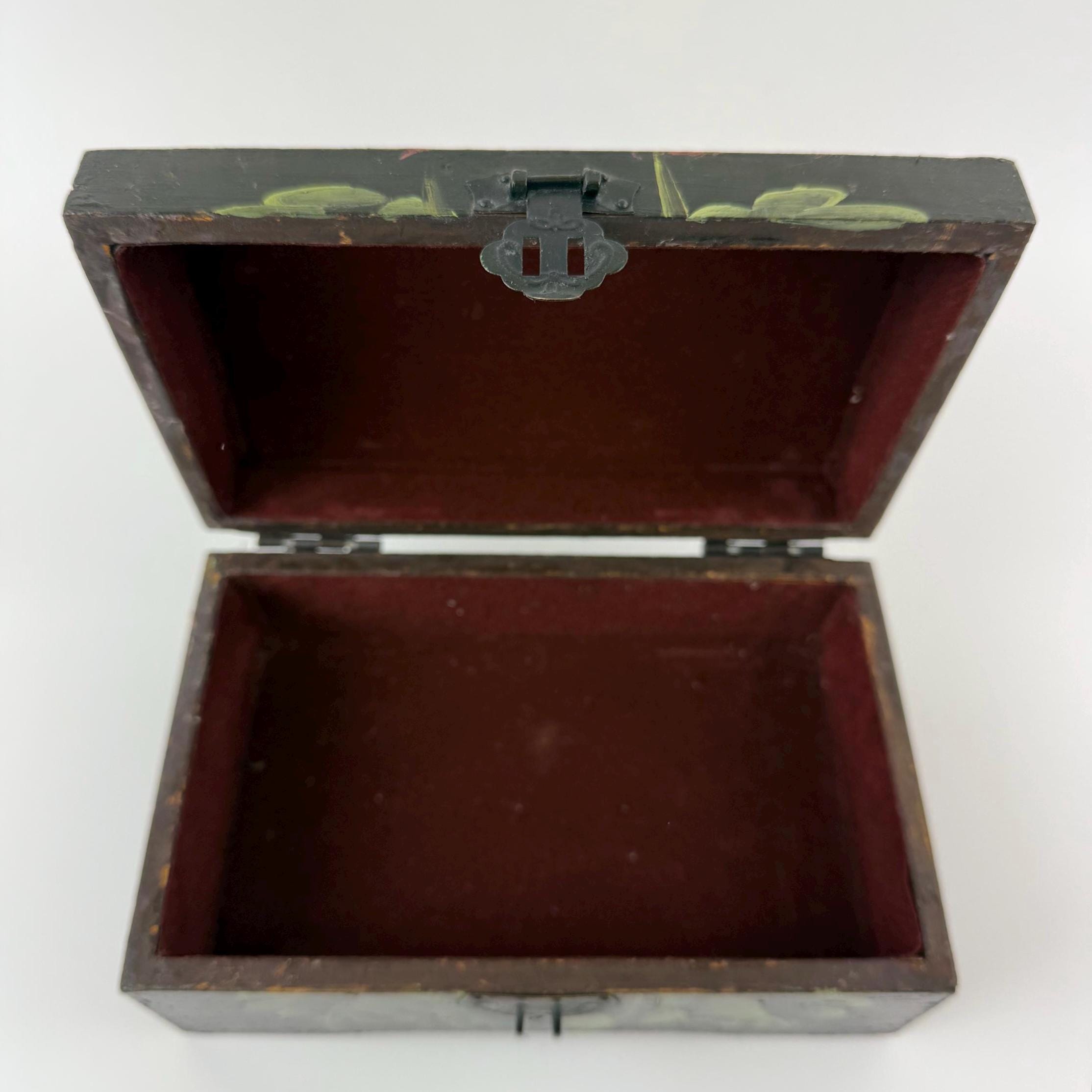Floral Hand Painted Wooden Box Small Unique Storage Box for Jewelry ...