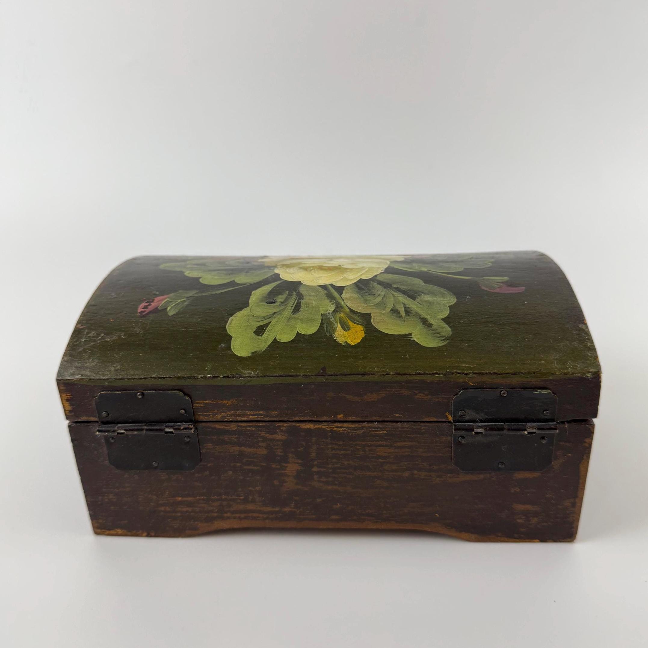 Floral Hand Painted Wooden Box Small Unique Storage Box for Jewelry ...