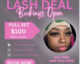 Lash Deal Flyer, Lash Special Flyer, Lash Sale, Lash Extensions Flyer ...