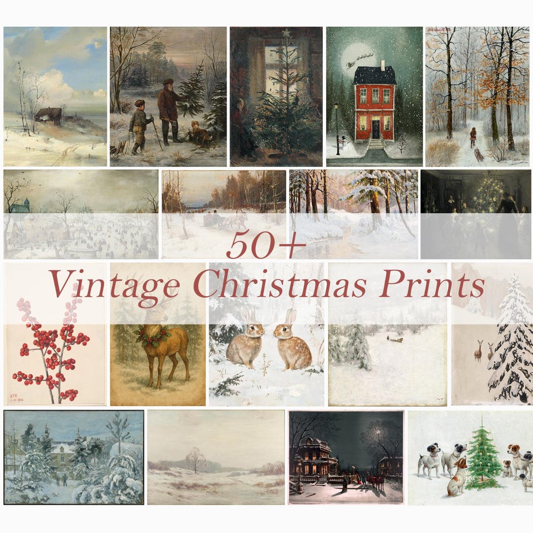 50+ Vintage Christmas Prints | Rustic Holiday Gallery Wall (digital ...