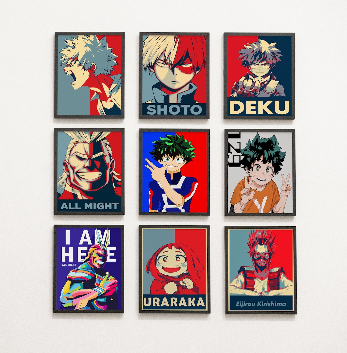 My Hero Academia Poster Set of 9, Printable Anime Poster, Anime Gift ...