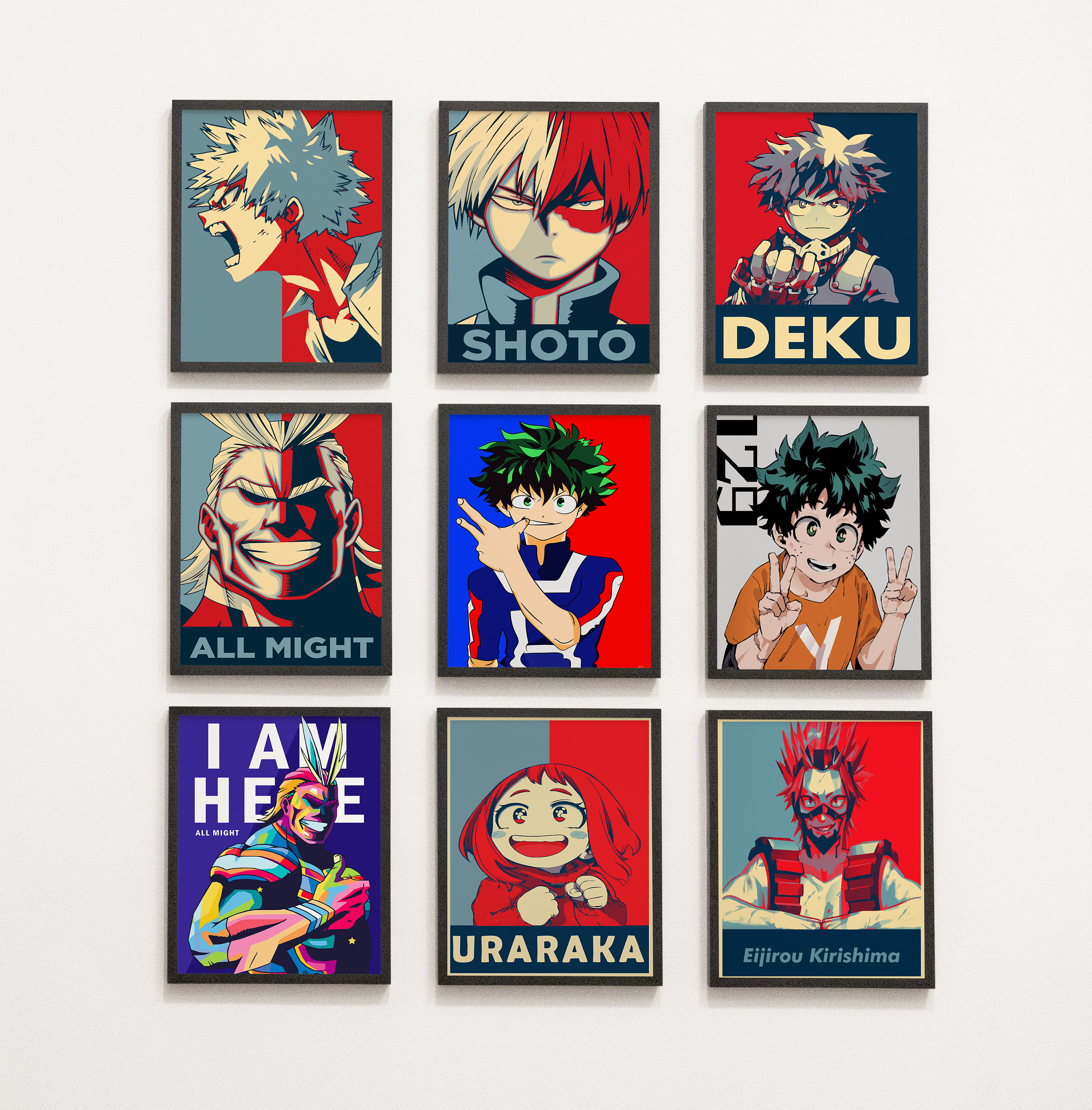 My Hero Academia Poster Set of 9, Printable Anime Poster, Anime Gift ...