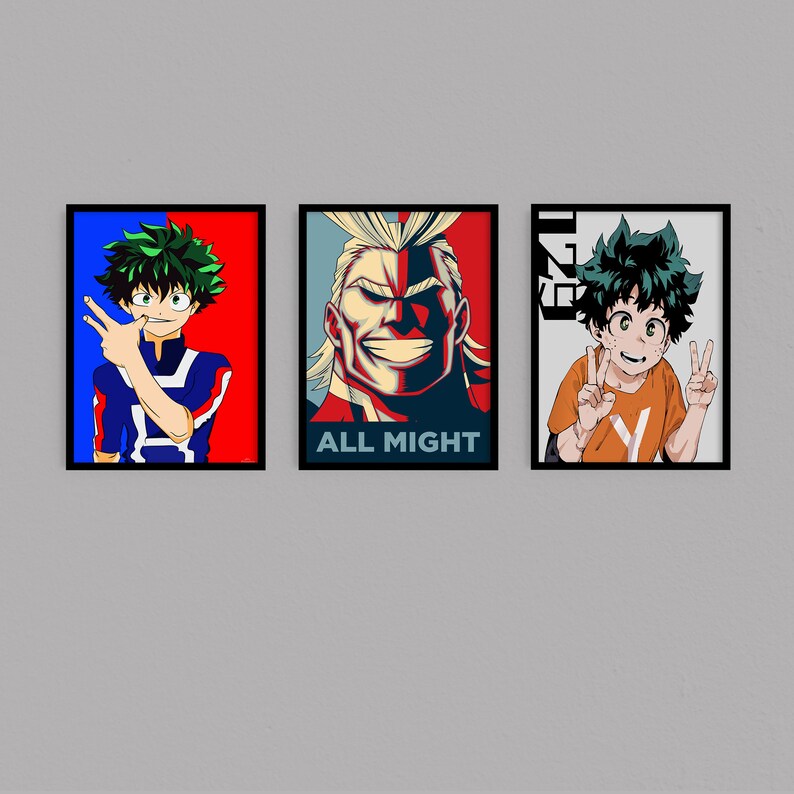 My Hero Academia Poster Set of 9, Printable Anime Poster, Anime Gift ...