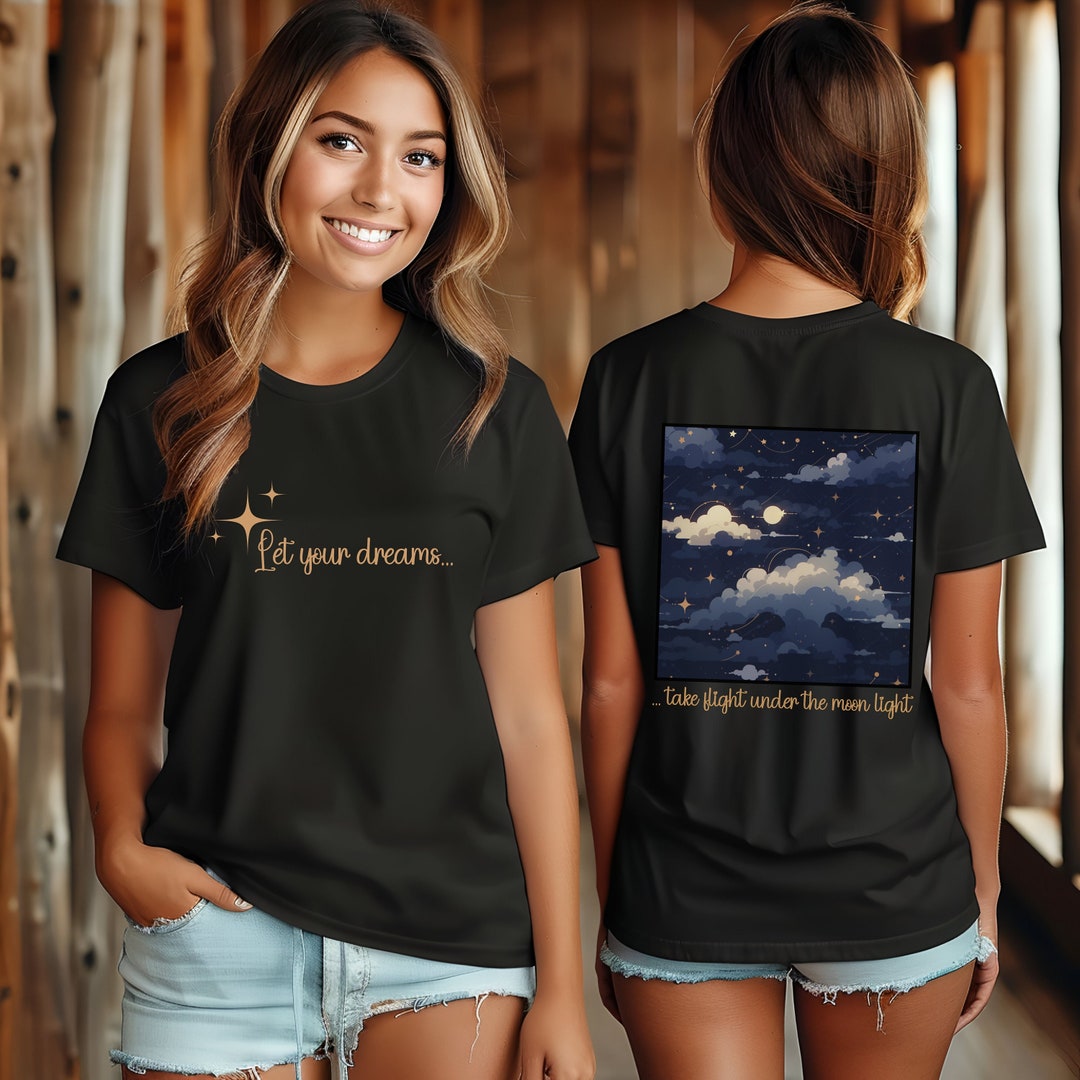 Celestial Dreamscape Front and Back Printed Tshirt, Boho Starry Night ...