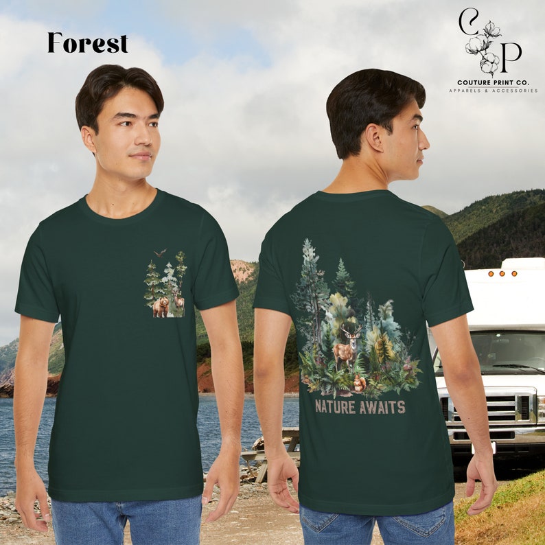 Forest Animals Front and Back Printed Nature Tshirt, Woodland Wildlife ...