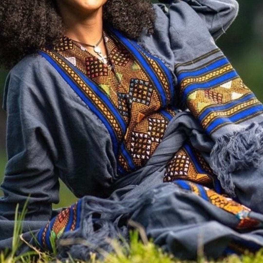 Ethiopian Wollo/raya Bofe Traditional Dress Blue - Etsy