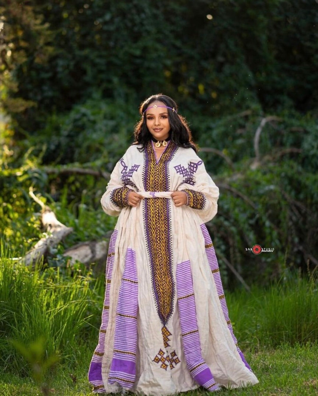 Ethiopian Gondar Dress Purple Handwoven - Etsy