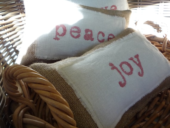 Items similar to Rustic Burlap Holiday Pillows on Etsy