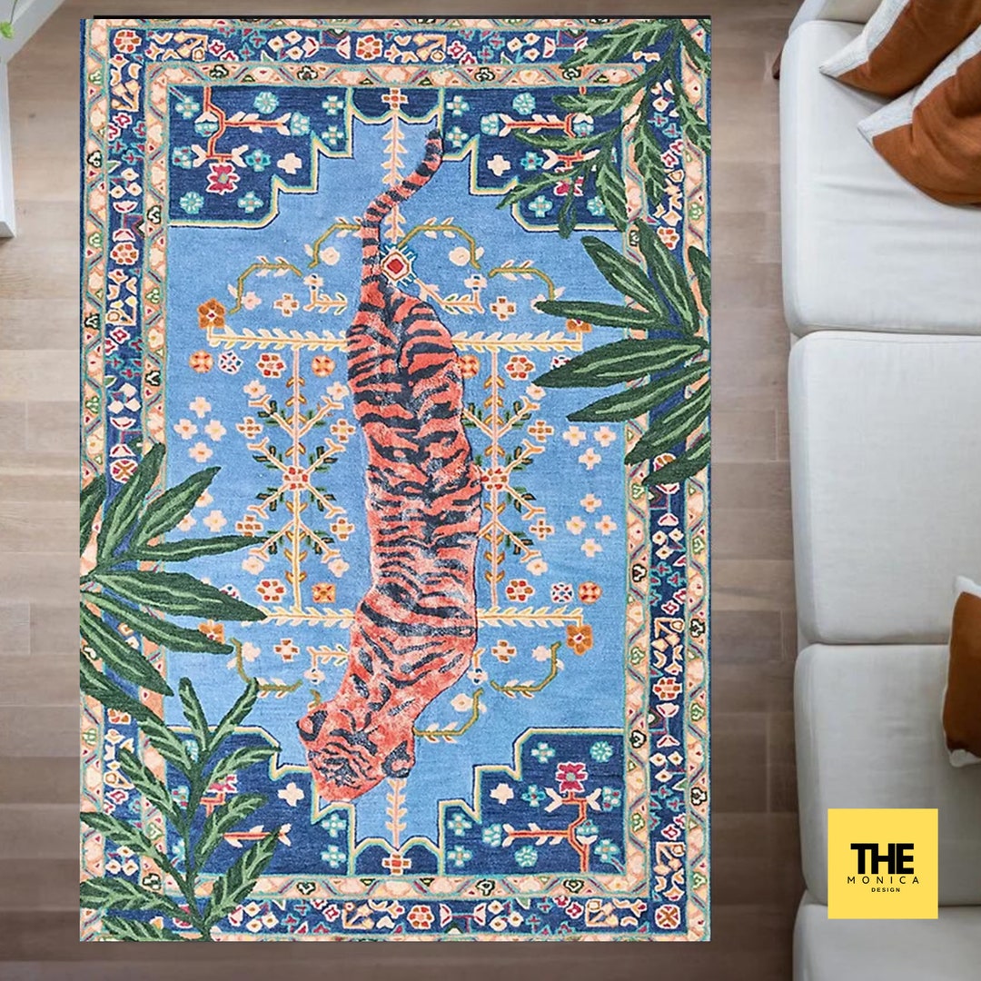 Bengal Tiger Pattern Pop Art Rug, Rugs for Your Living Room, Modern Art ...