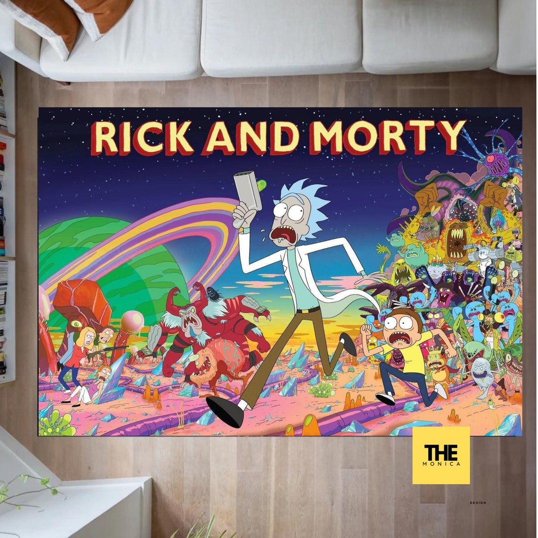 Rick and Morty Rug, Funny Rick and Morty Rug, Colorful Rug,birthday ...