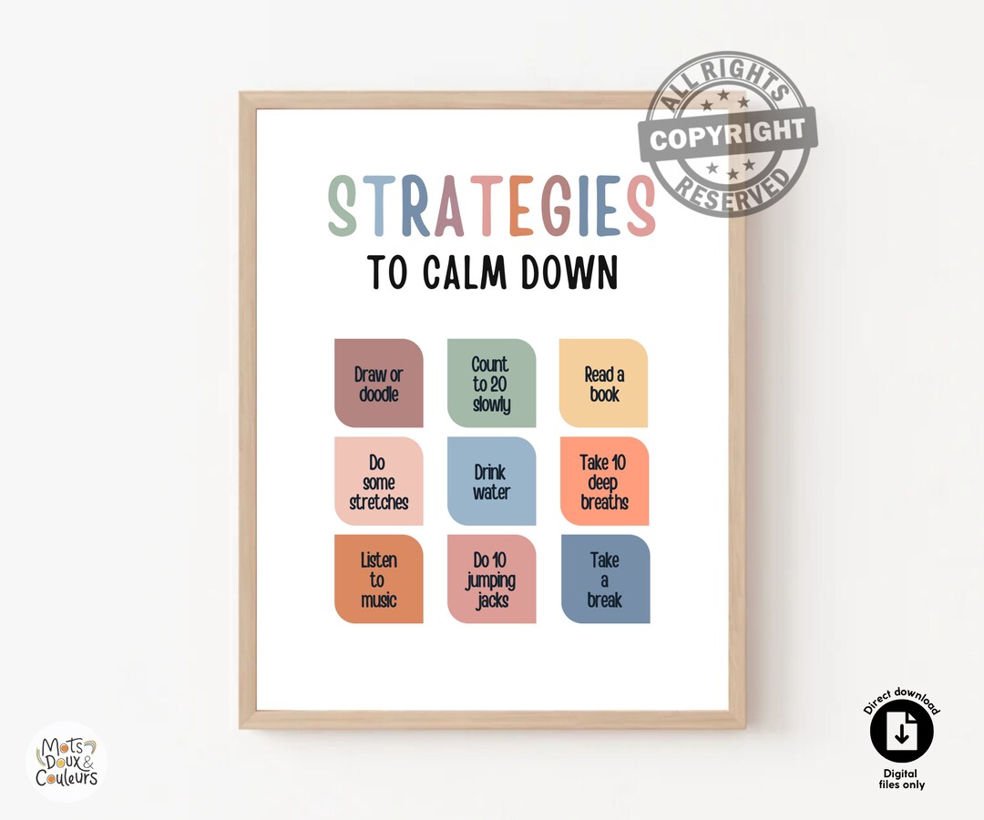 Digital Therapeutic Poster for Children: Strategies to Calm Down PDF ...