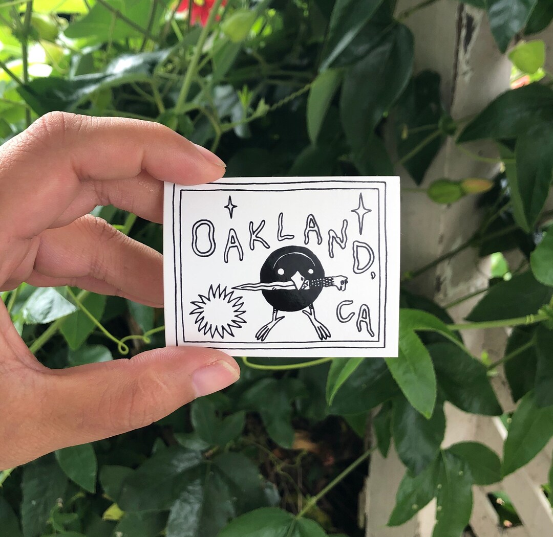 Oakland Bird With Knife B&W Vinyl Sticker by Deth P. Sun - Etsy